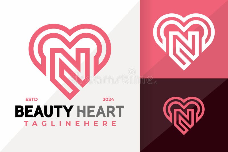 Letter N Heart Logo Icon Vector Design. Creative Simple Logos Designs ...
