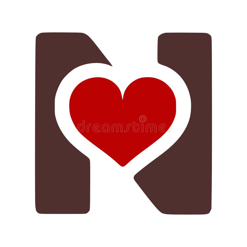 Letter n with heart symbol stock vector. Illustration of icon - 242029376