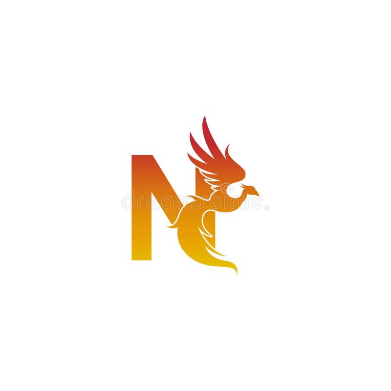Letter N Icon with Phoenix Logo Design Template Stock Illustration ...