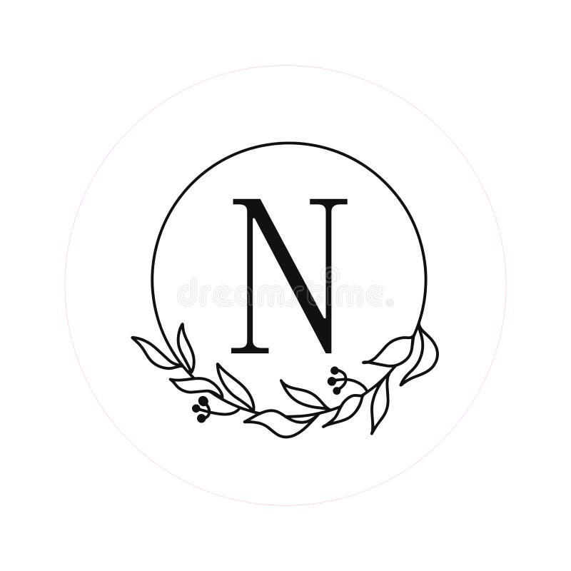 Letter "N" Initials with Round Floral Frames, Vector Monogram Logo ...