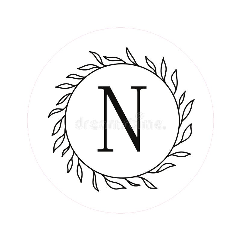 Letter "N" Initials with Round Floral Frames, Vector Monogram Logo ...