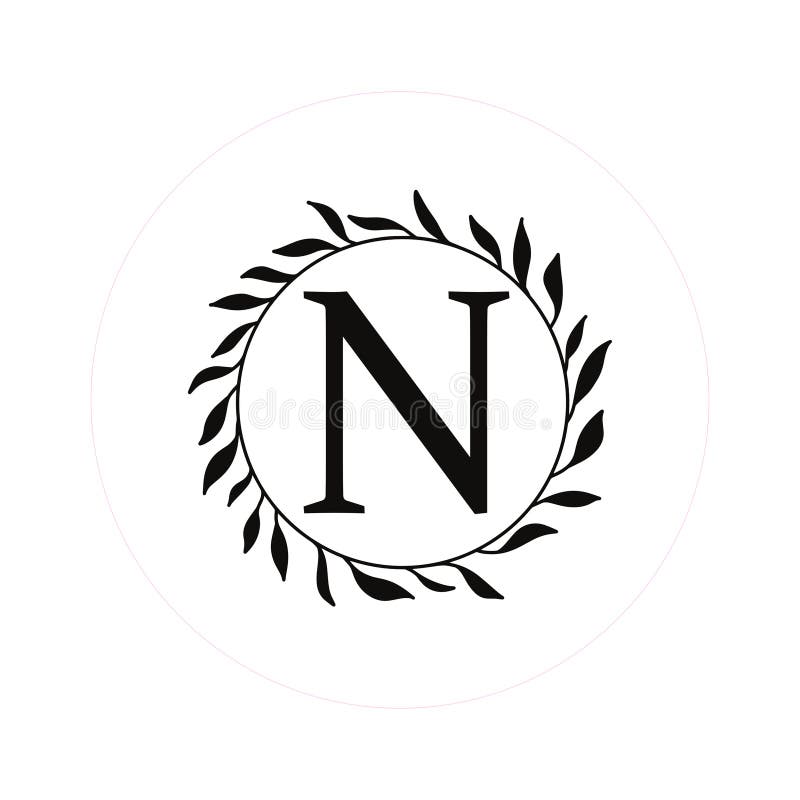 Letter "N" Initials with Round Floral Frames, Vector Monogram Logo ...