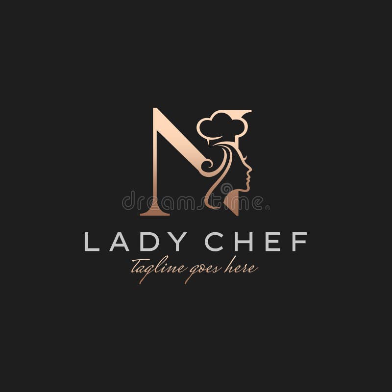 Letter C Lady Chef, Initial Beauty Cook Logo Design Vector Stock Vector ...