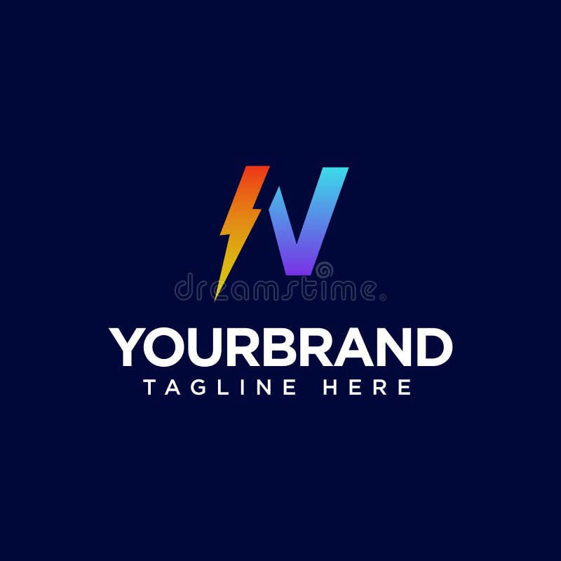 Letter N Lightning Logo Symbol Design Template Elements with Vector ...