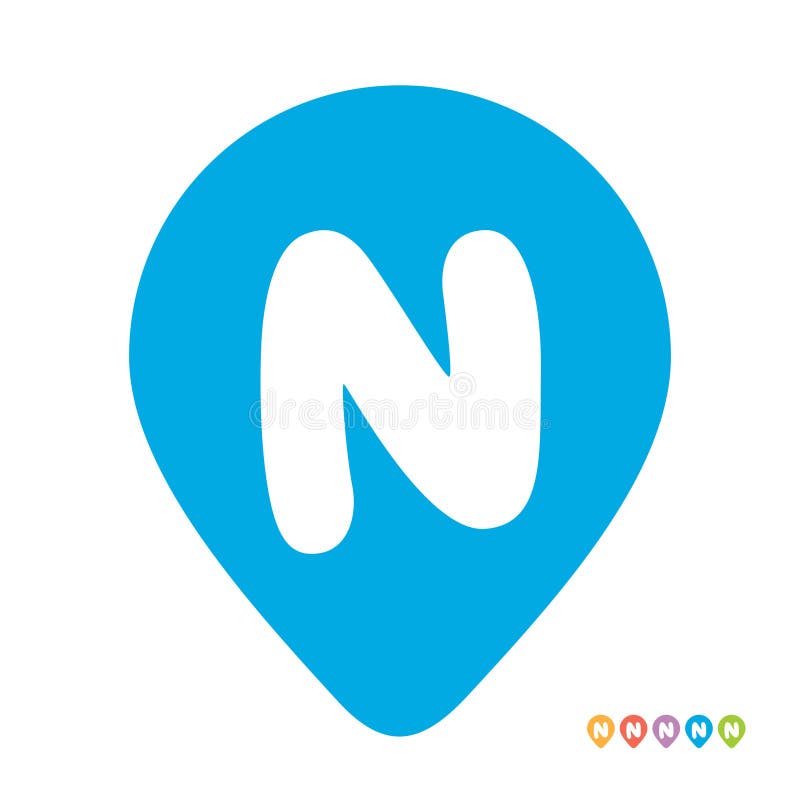 Letter N Location Map Pin Icon, Initial N Gps Pointer Symbol Vector ...