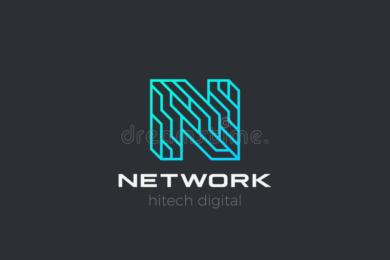Letter N Logo Design Hitech Technology Linear Outline Style Vector ...