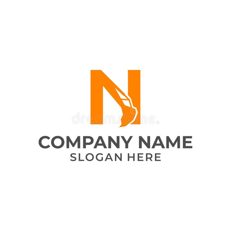 Letter N Logo with Excavator Arm. N Excavator Logo Template, Hydraulic ...
