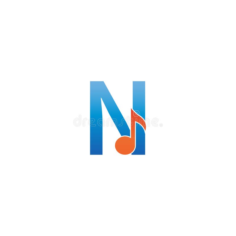 Letter N Logo Icon Combined with Note Musical Design Stock Vector ...