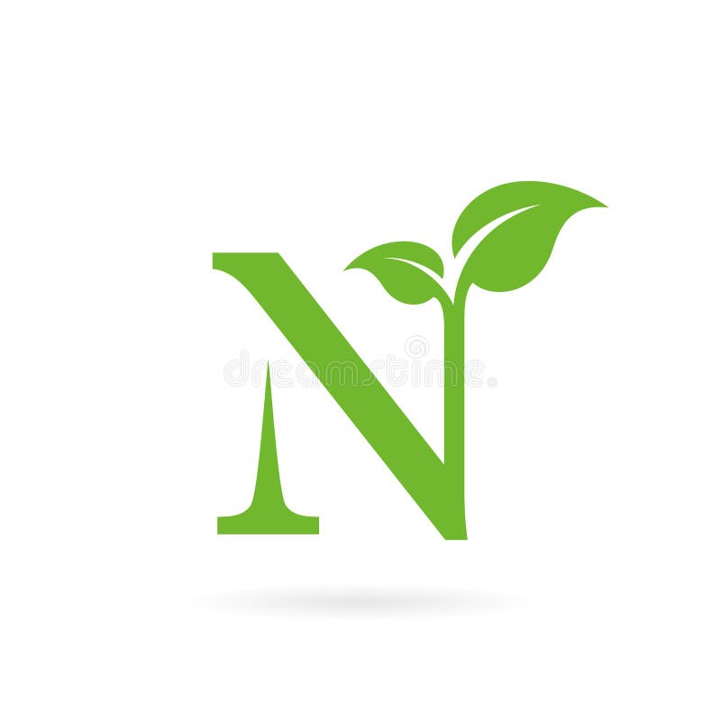 Letter N Logo with Natural Leaf Concept Stock Vector - Illustration of ...