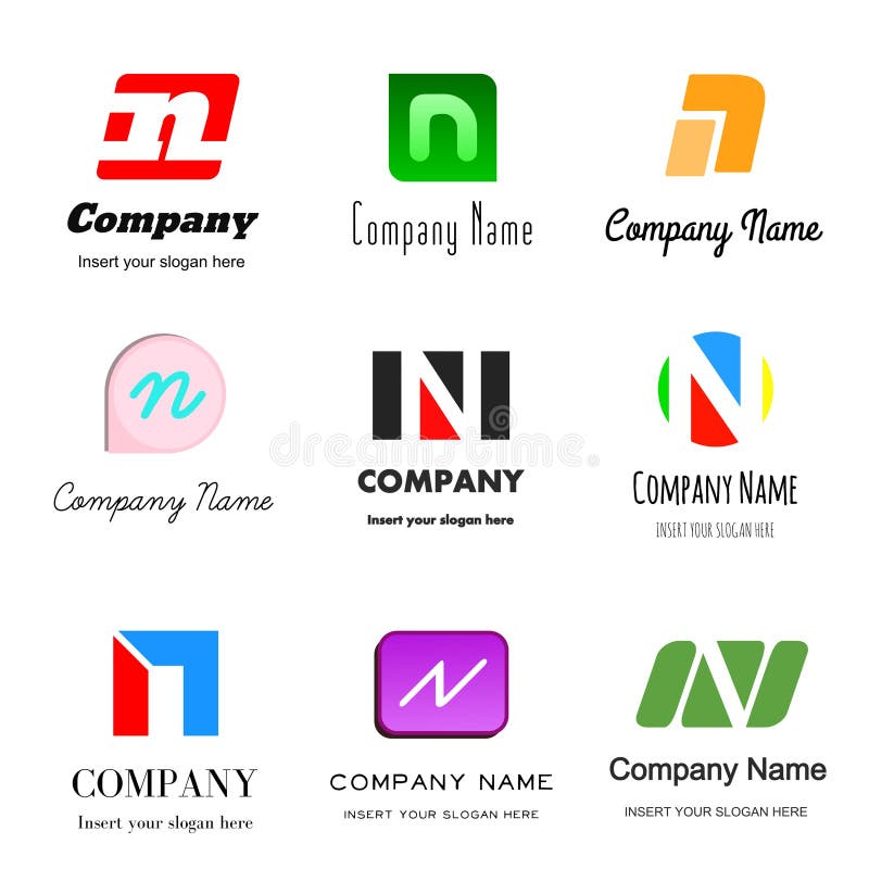 Set of Icons and Logo Elements Letter N Stock Vector - Illustration of ...