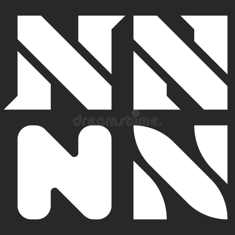 Letter N Logo Set, Black and White Minimal Style Design Element ...
