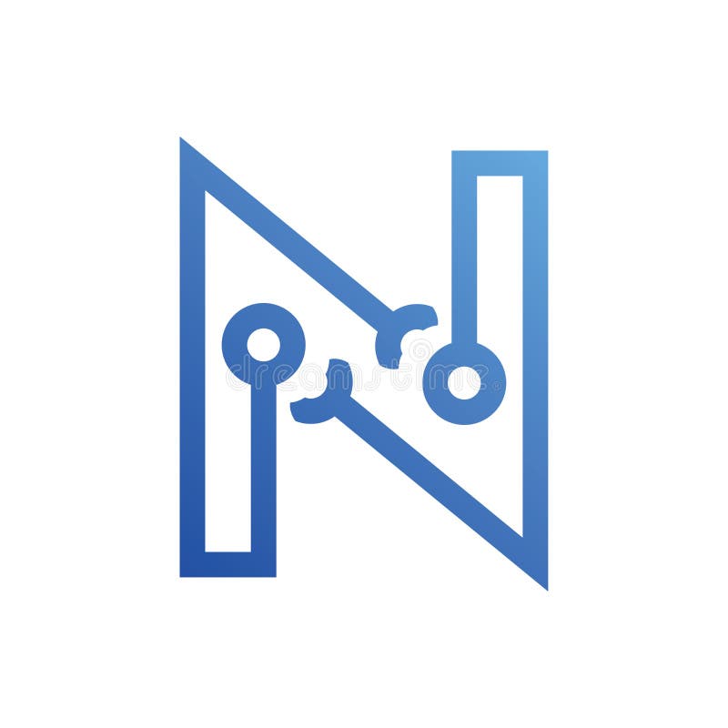 Letter N Logo Sign. Material Design, Line Style - Vector Stock Vector ...