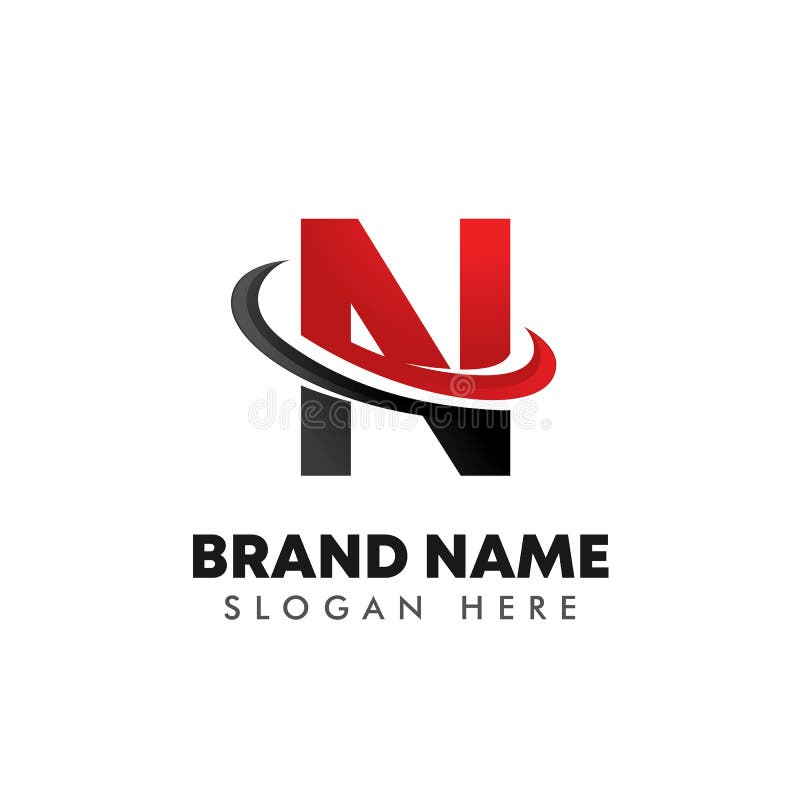 Letter N Logo Symbol with Swoosh Design Stock Vector - Illustration of ...