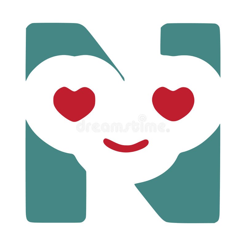 Letter N in Love is a Cute Smiley Stock Illustration - Illustration of ...
