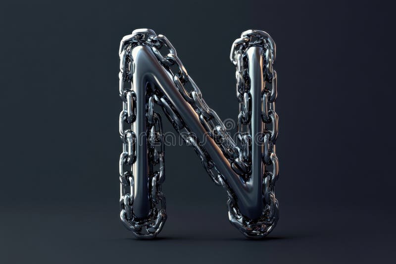 Letter N is made of chains stock illustration. Illustration of symbol ...
