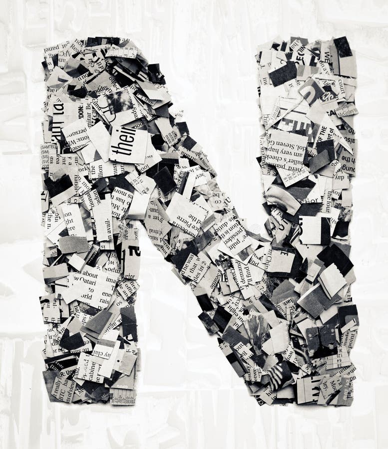 The Letter N Made from Newspaper Stock Photo - Image of magazine ...