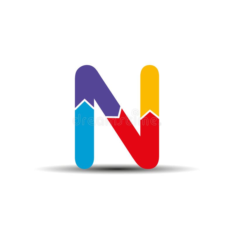 Letter N is Made Up of Four Colored Arrows Stock Illustration ...