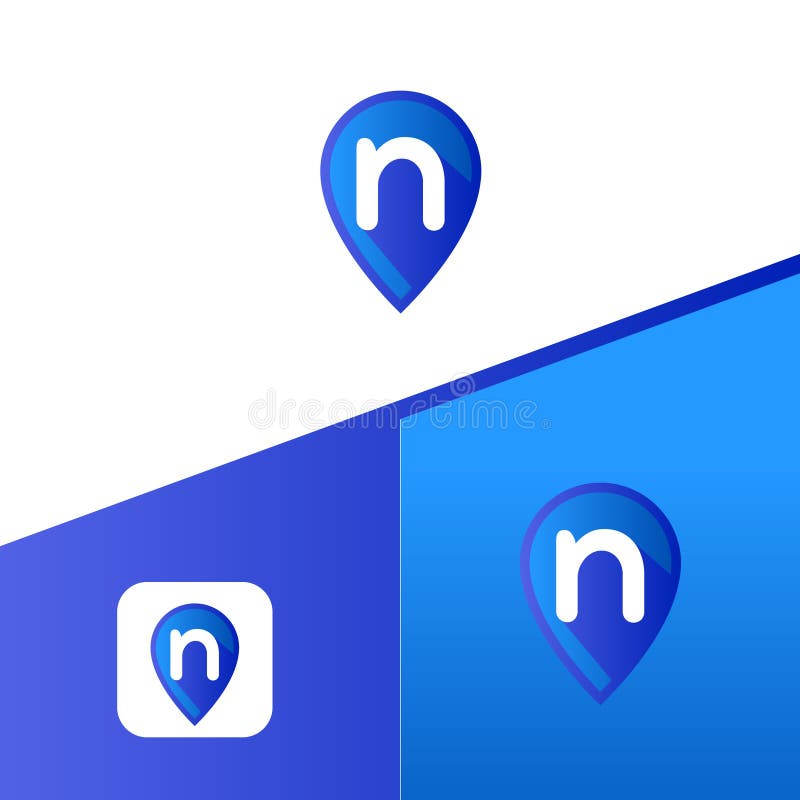 Letter N with Map Pointer Icon or Logo Design Template Elements Stock ...