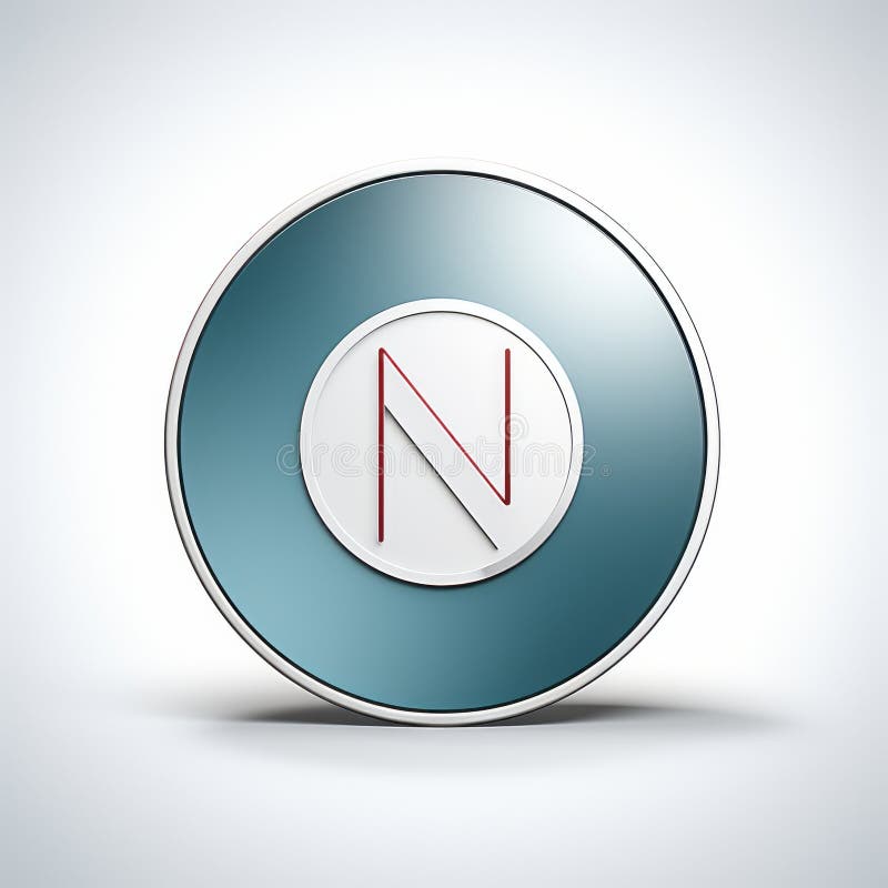 The Letter N in the Middle of a Blue and White Button Stock ...
