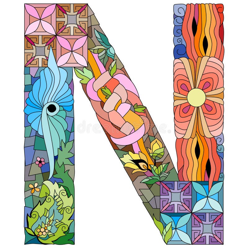 Zentangle Letter N Stock Illustrations – 40 Zentangle Letter N Stock ...