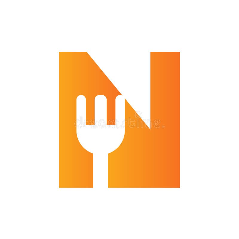 Letter N Restaurant Logo Combined with Fork Icon Vector Template Stock ...