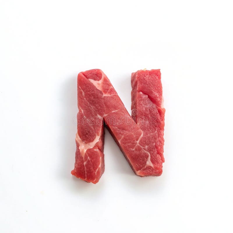 Letter N shaped raw meat stock illustration. Illustration of texture ...