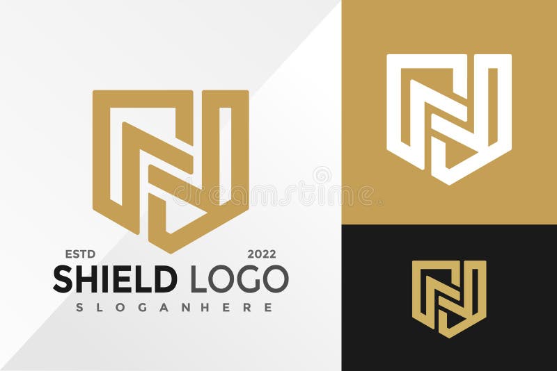 Letter N Shield Logo Design Vector Illustration Template Stock Vector ...