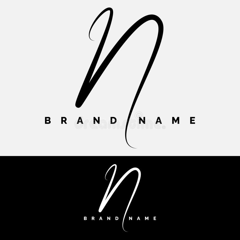Letter N Signature Logo - Initial Alphabet for N - Handwritten N Logo ...