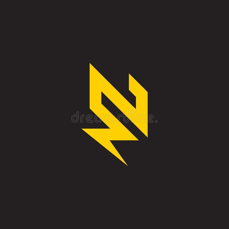 Letter N Simple Electric Thunder Simple Geometric Logo Vector Stock ...