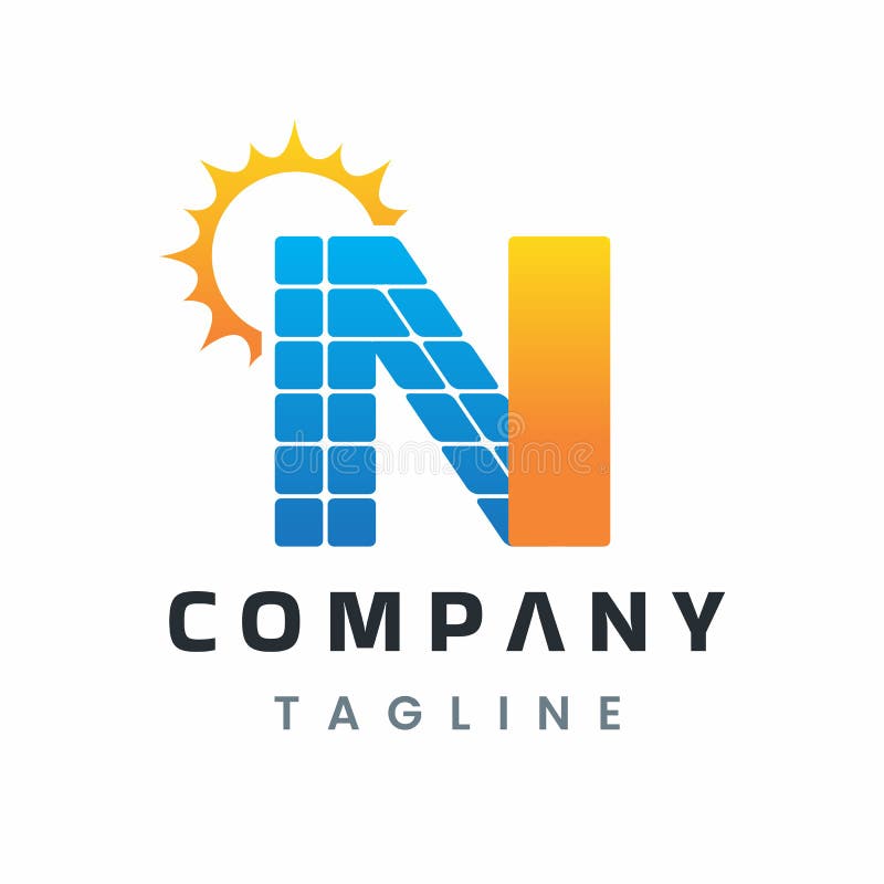 Letter N Solar Energy Logo, Solar Power Panel Design Stock Vector ...