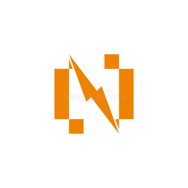 Letter N Thunder Bolt Electric Symbol Simple Geometric Logo Vector ...