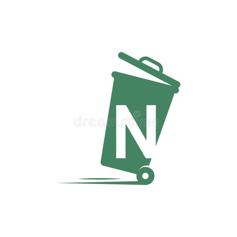 Letter N in the Trash Bin Icon Illustration Template Stock Illustration ...