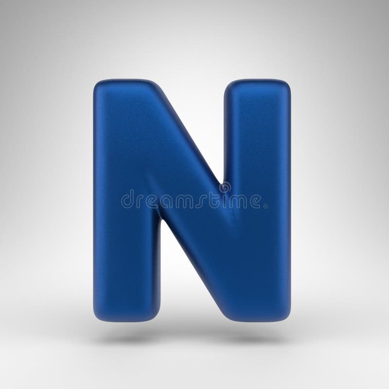 Letter N Uppercase on White Background. Anodized Blue 3D Letter with ...