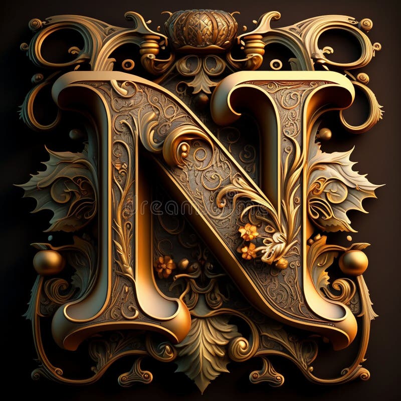 Letter N in Victorian Style, Created with Generative AI Stock ...