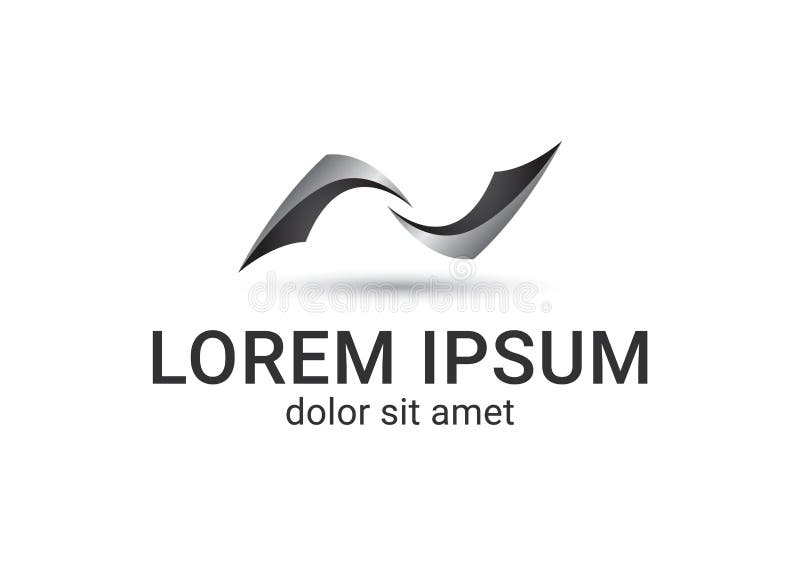 Letter N Wave Negative Space Abstract Logo Design Template Stock Vector ...