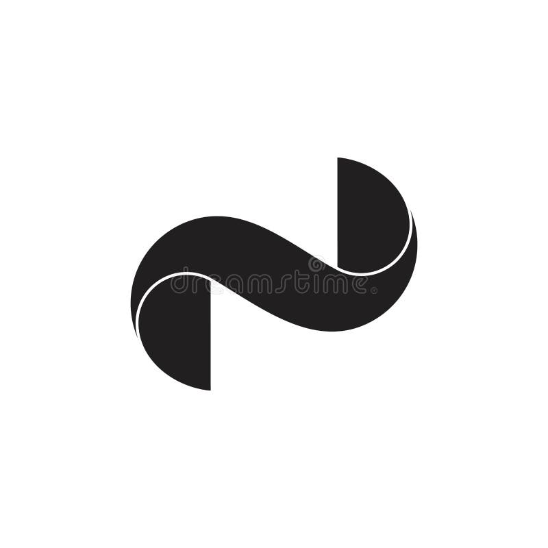 Letter N Wavy Flat 3d Logo Vector Stock Vector - Illustration of ...