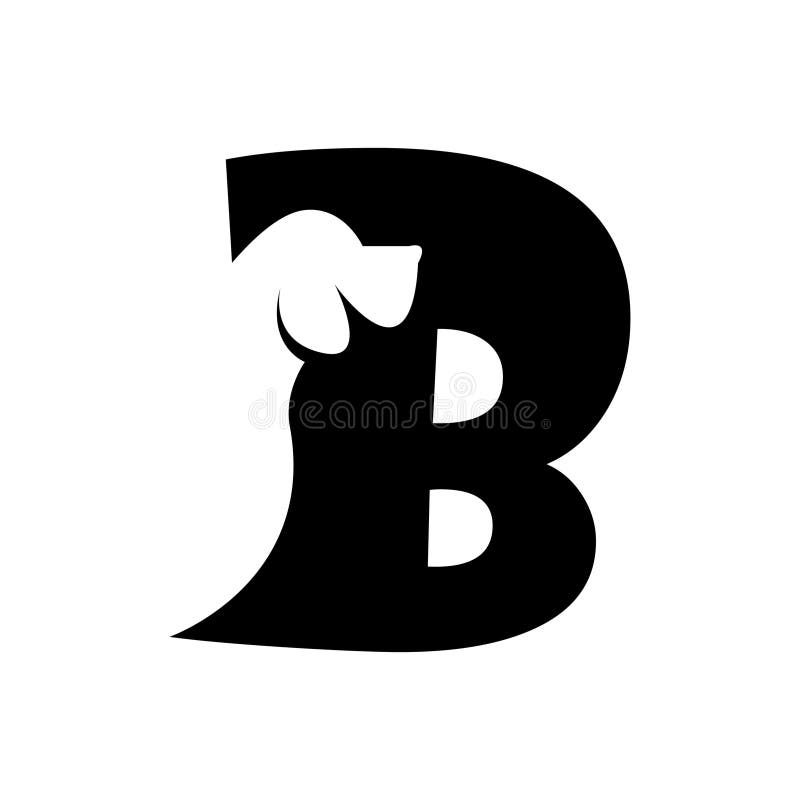 B Letter with a Negative Space Dog Logo Stock Vector - Illustration of ...