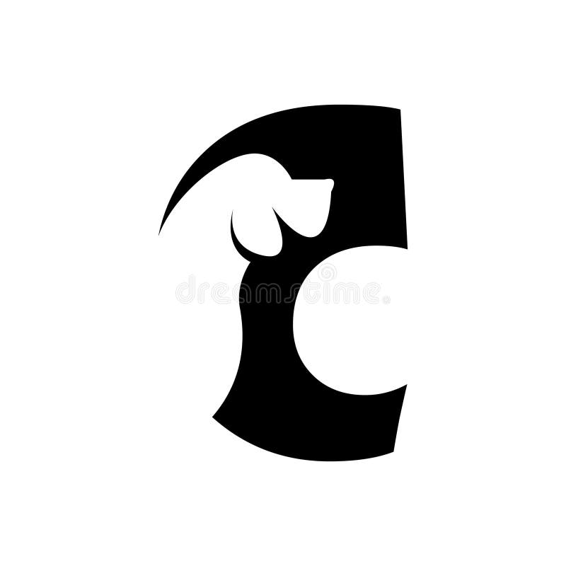 C Letter with a Negative Space Dog Logo Stock Vector - Illustration of ...