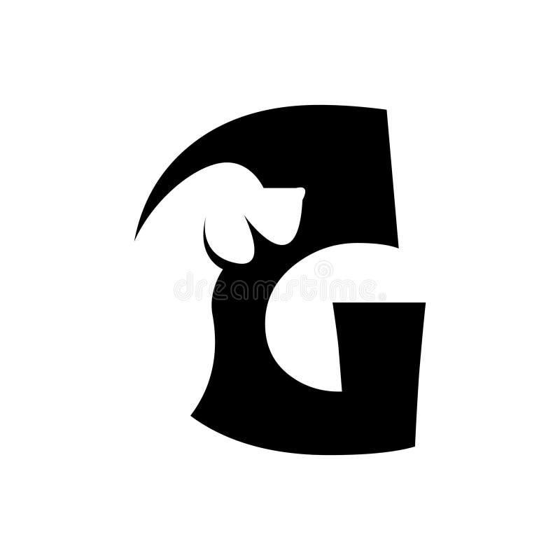 G Letter with a Negative Space Dog Logo Stock Vector - Illustration of ...