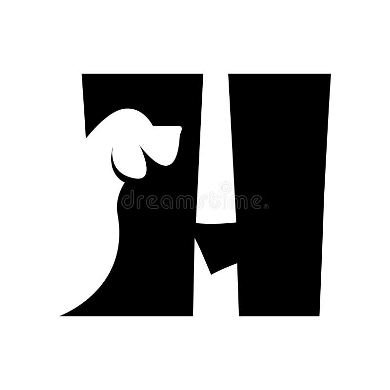 H Letter with a Negative Space Dog Logo Stock Vector - Illustration of ...