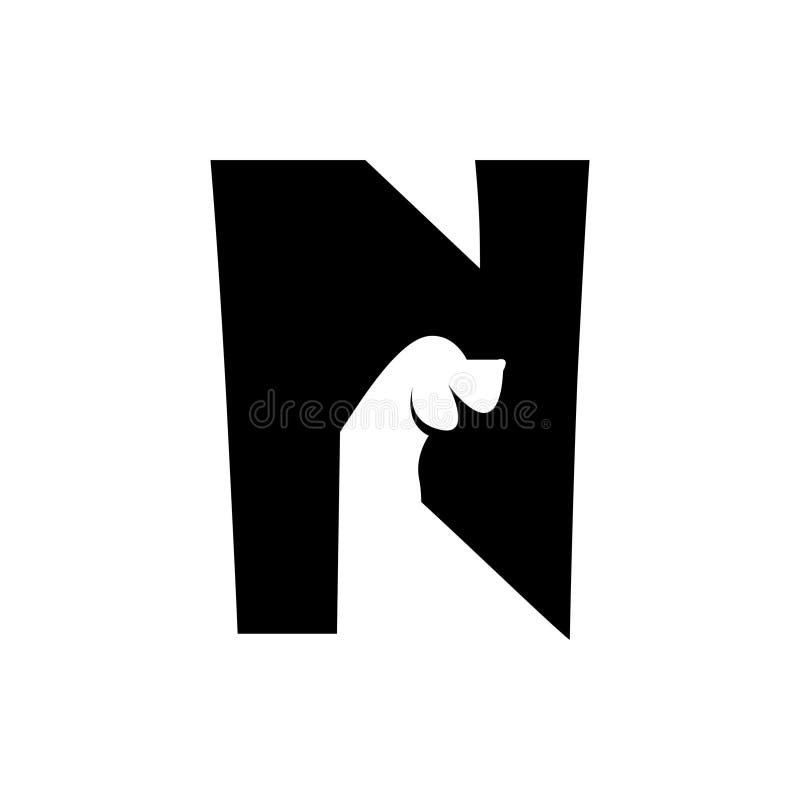 N Letter with a Negative Space Dog Logo Stock Vector - Illustration of ...