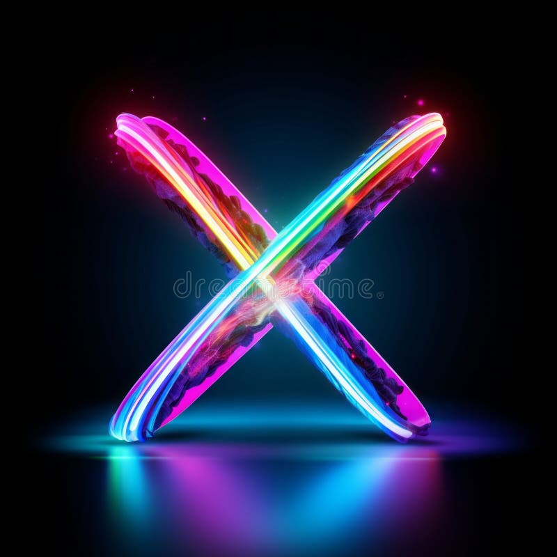 The Letter X with Neon Lights on a Black Background Stock Illustration ...