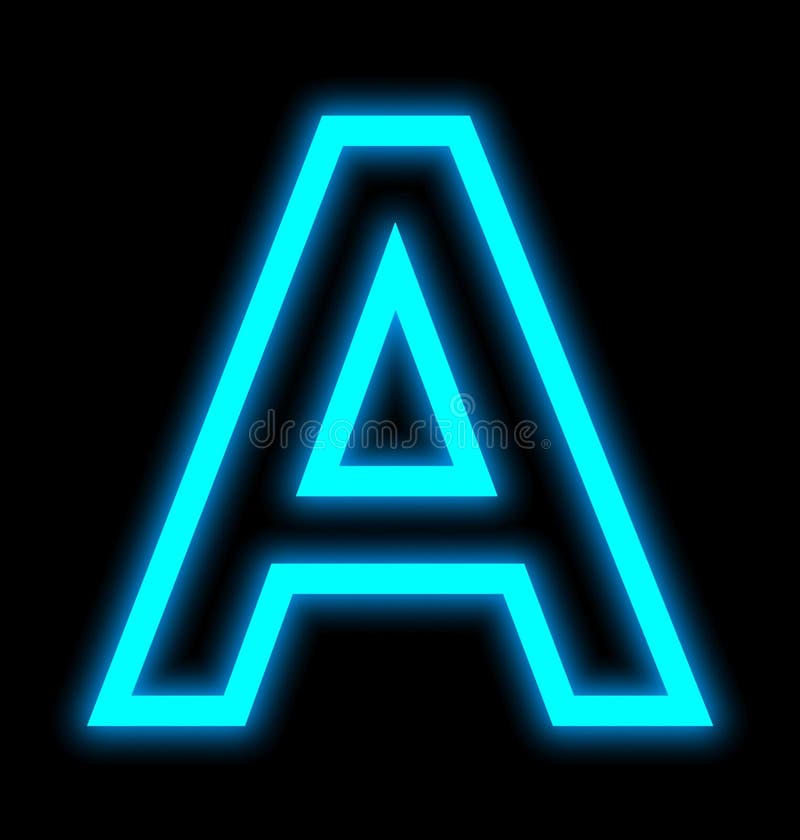 Letter Neon Lights Outlined Isolated Black Background Stock ...