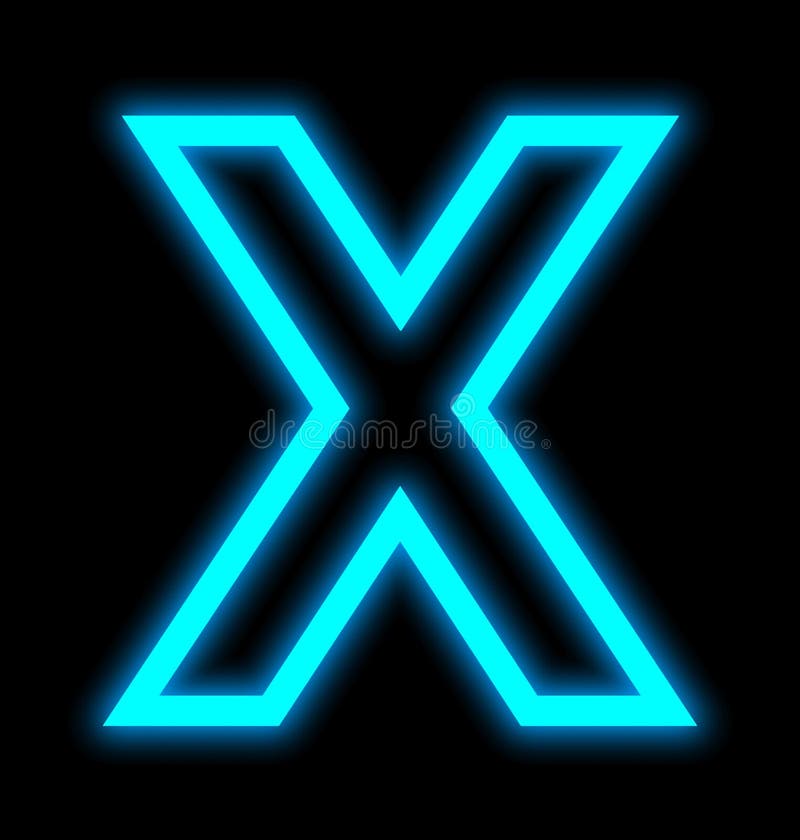 Letter X Neon Lights Outlined Isolated on Black Stock Illustration ...