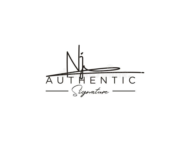 Letter NJ Signature Logo Template Vector Stock Vector - Illustration of ...