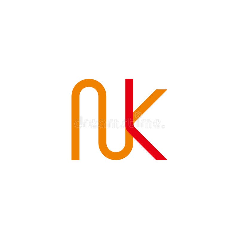 Letter Nk Linked Loop Curve Lines Colorful Logo Vector Stock Vector ...