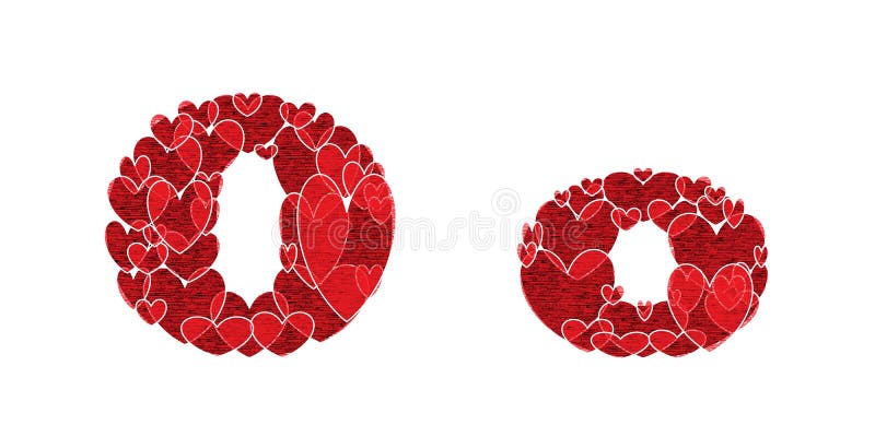 Letter O, of Alphabet Made from Hearts Stock Illustration ...