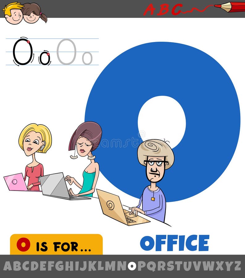 Letter O from Alphabet with Office Work Place Stock Vector ...