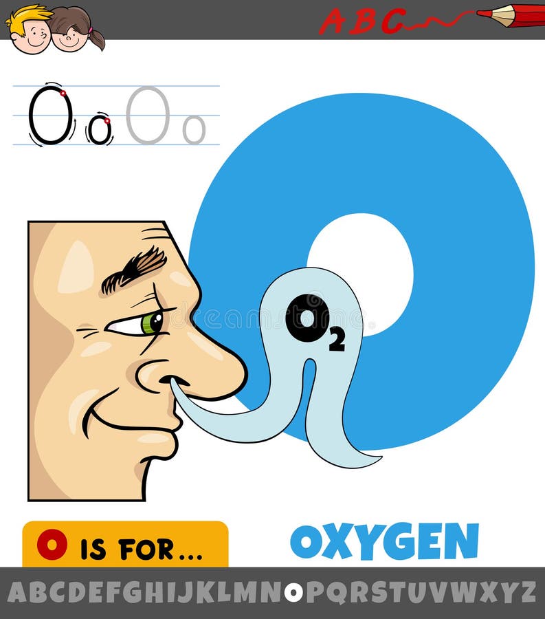 Letter O from Alphabet with Oxygen Word Cartoon Stock Vector ...