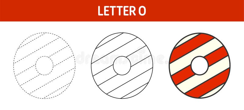Letter O Candy Cane, Tracing and Coloring Worksheet for Kids Stock ...
